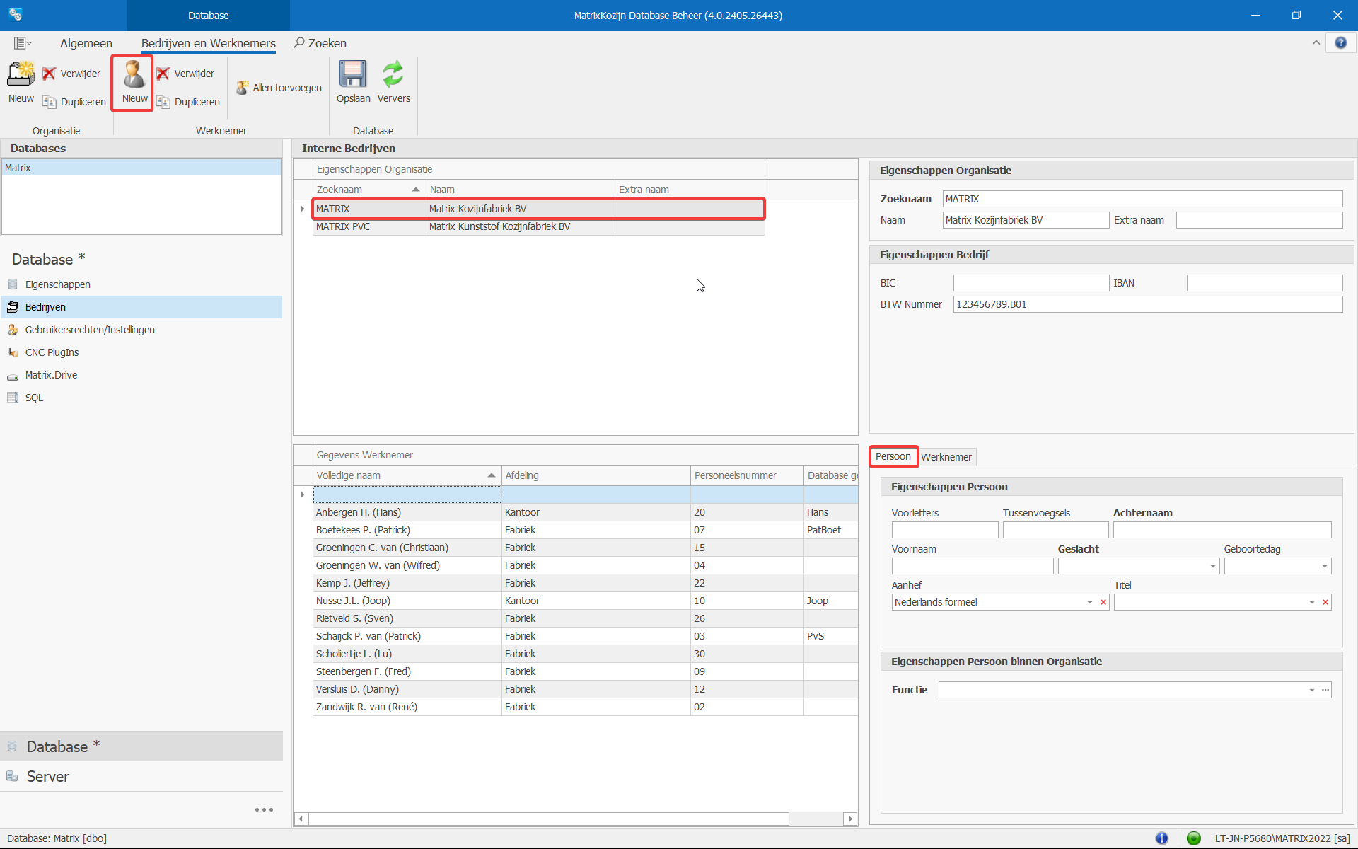 Aanmaken nieuwe gebruiker | Matrix Knowledge Base